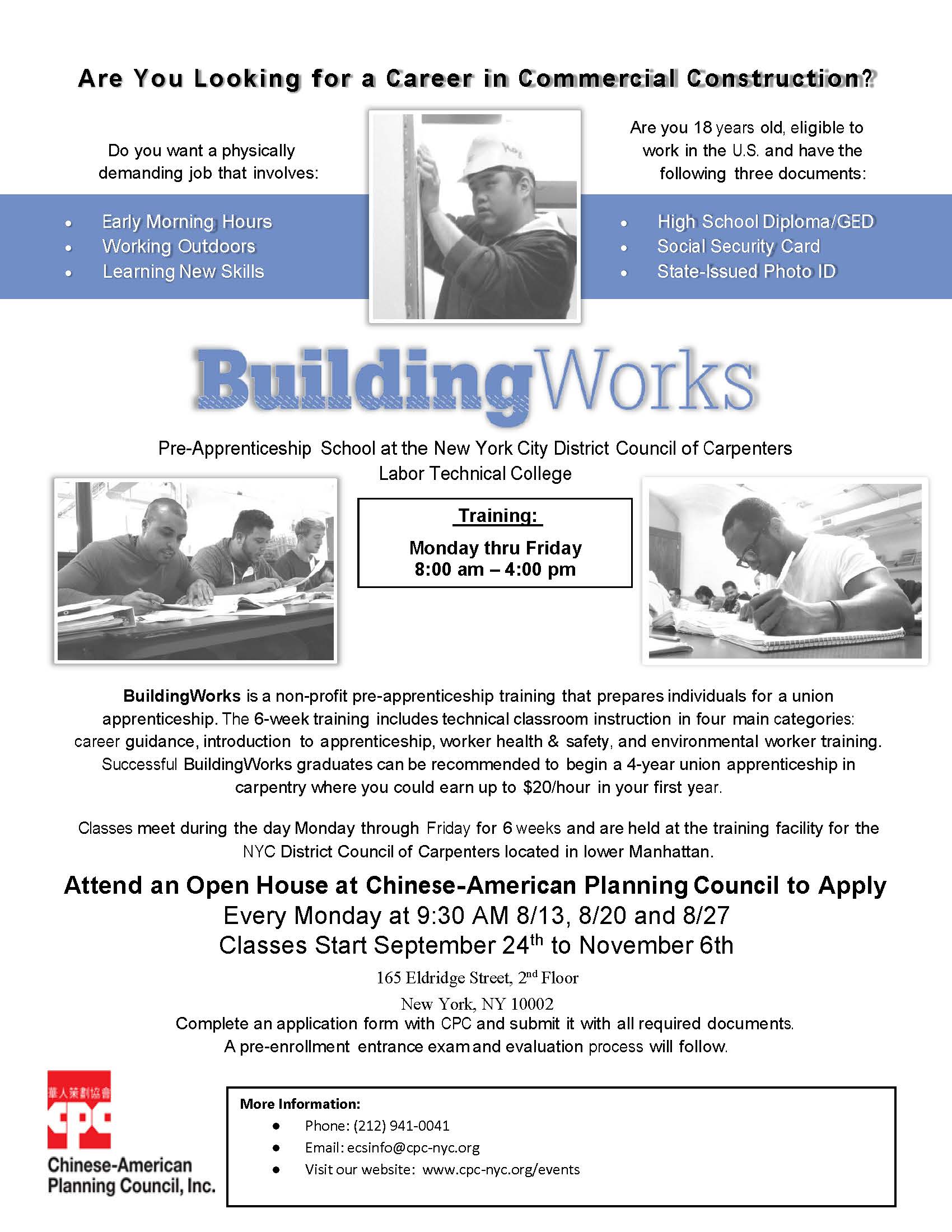 BuildingWorks Construction Pre-apprentice Training Recruitment Event ... BuildingWorks Construction Pre-apprentice Training Recruitment Event ...